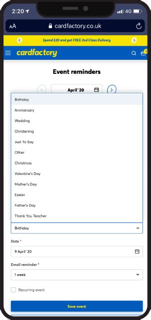 Find Amazing Products In How Do I Set Event Reminders Today Card Factory UK