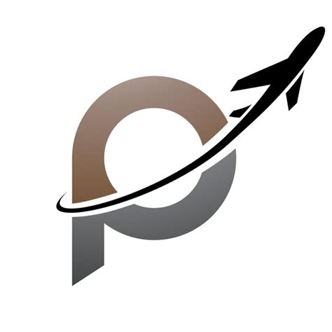Premium Vector Brown And Black Lowercase Letter P Icon With An Airplane