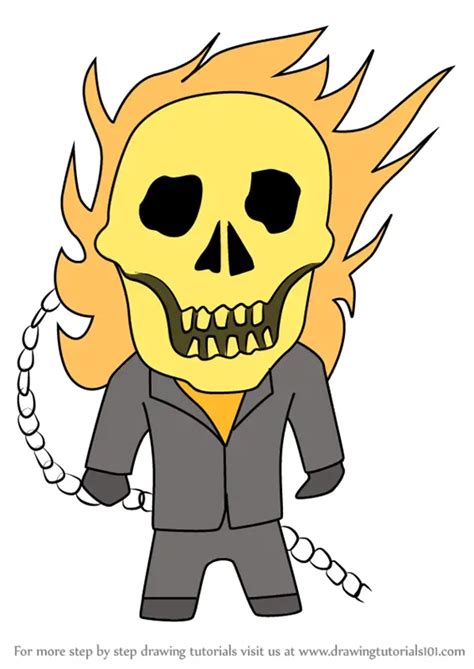 How To Draw Kawaii Ghost Rider Kawaii Characters Step By Step