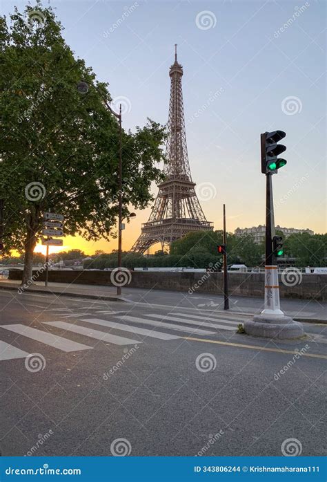 Cityscape Of Paris In Fall Ships And Brigde Over Seine River With