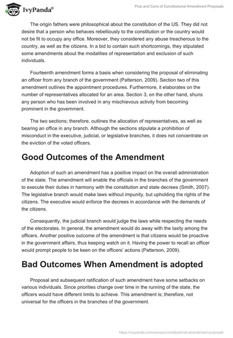 Pros And Cons Of Constitutional Amendment Proposals 1105 Words Term