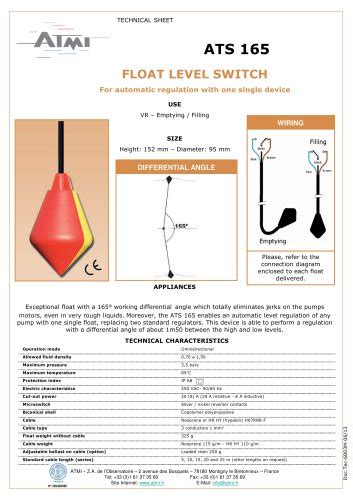 Data Sheet Float Level Switch At 120 Atmi Pdf Catalogs
