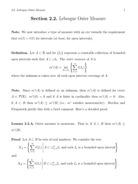 2 2 Lebesgue Outer Measure Pdf Measure Mathematics Lebesgue