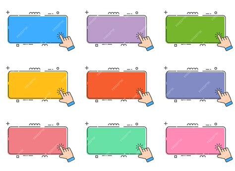 Premium Vector Hand Cursor With Click Here Banner Vector Set Action Button With Mouse Click