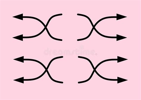 Four Sets Of Black Meandering Arrows Crossing Against Light Rose Pink Backdrop Stock