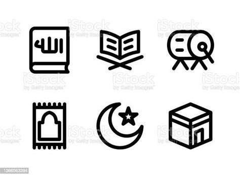 라마단 벡터 라인 아이콘의 간단한 세트 코란에 대한 스톡 벡터 아트 및 기타 이미지 코란 0명 Eid Mubarak
