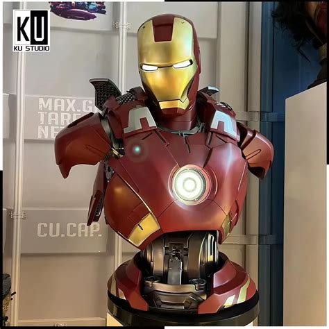 Estátua Busto Armadura Mark 7 Homem de Ferro Iron Man Avengers Marvel
