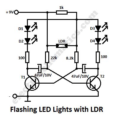 LDR Flashing LED Circuit LED And Light Circuit Circuit Diagram SeekIC Com