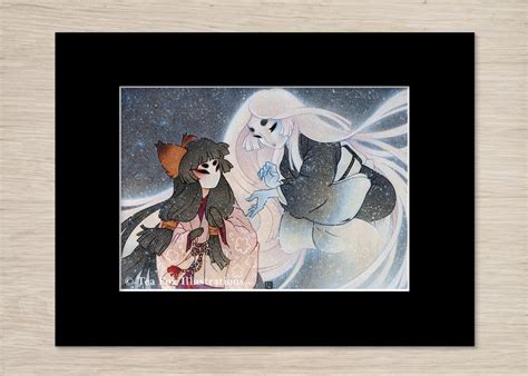 Kitsune Encounter With Yuki Onna Japanese Folklore 5x7 Lustre Print