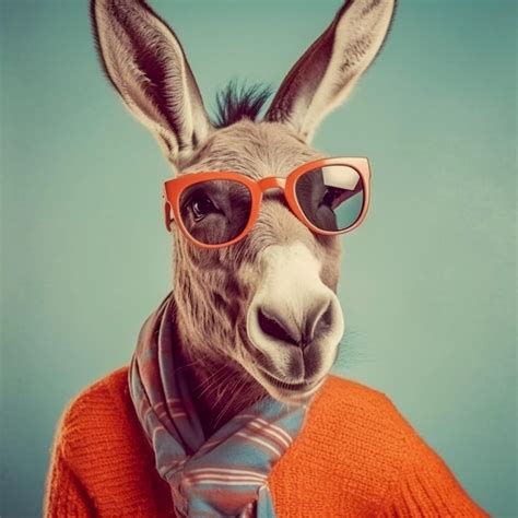 Premium Ai Image Hipster Anthropomorphic Donkey Taking A Selfie Ai
