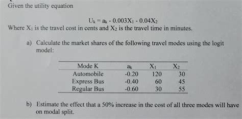 Solved Given The Utility Equationuk Ak 0 003x1 0 04x2where