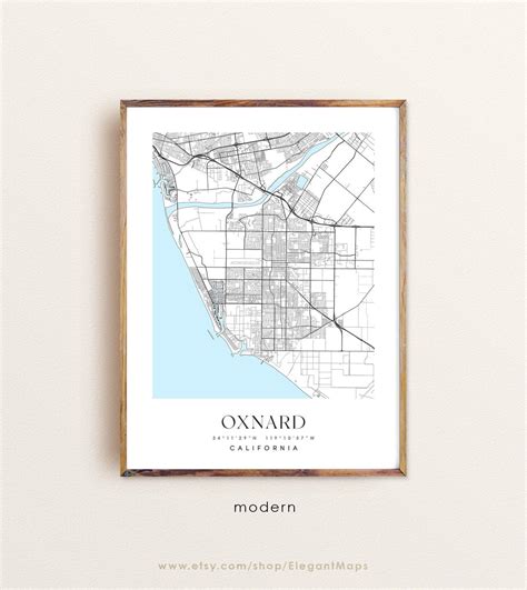 Oxnard California Map Oxnard Ca Map Oxnard City Print Etsy