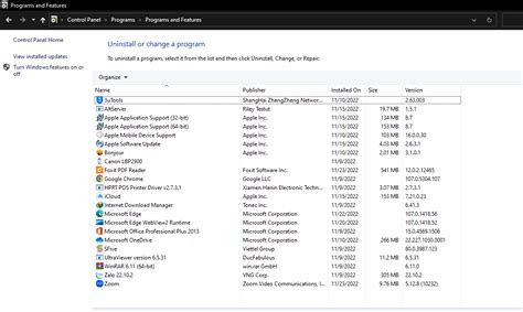 Control Panel Programs Programs And Features VOZ