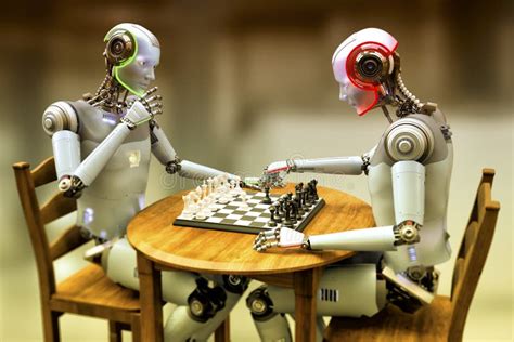 Robot Playing Chess Illustration Stock Illustration Illustration Of