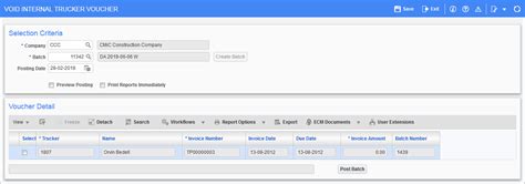 Material Sales Void Internal Trucker Voucher
