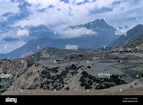 A Beautiful Shot Of The Mountain Village Of Nagwal Manang District Annapurna Circuit Trek