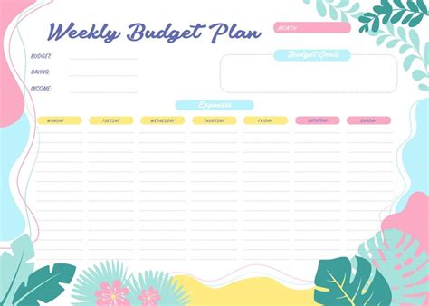 Premium Vector Vector Illustration Of Beautiful Weekly Budget Planner