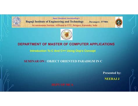 Object Oriented Programming Concepts Using C Pptx