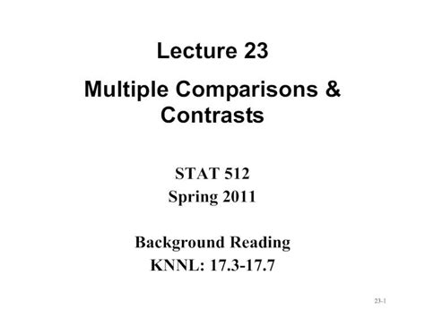 Pdf Lecture 23 Multiple Comparisons And Contrastsghobbsstat512lecturenotesanovatopic