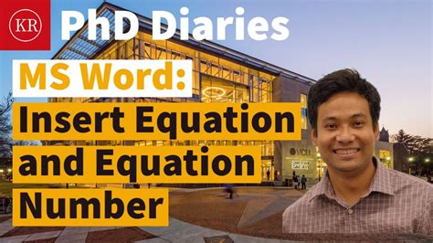 Microsoft Word 03 How To Insert Equation And Equation Number In Thesis Youtube
