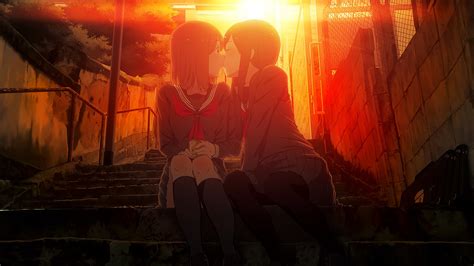 Wallpaper Sunlight Night Anime Girls Pantyhose Evening School