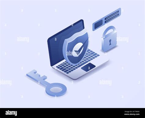 Anti Virus Data Security Protection With Shield Icon 3d Isometric Vector Illustration Stock