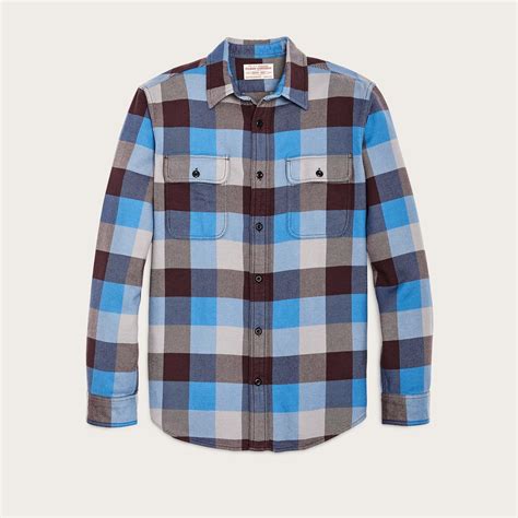 Vintage Flannel Work Shirt By Filson Blue Maroon Gray Blue