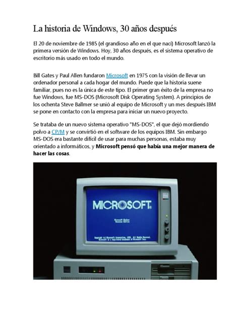 La Historia De Windows Pdf Microsoft Windows Microsoft