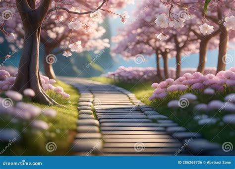 Set Of Paths In The Midst Of Nature On Both Sides Background Wallpaper Stock Vector