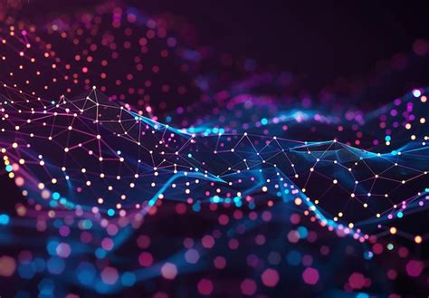 Photo Of Abstract Futuristic Network Background With Glowing Dots And
