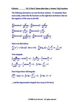 AP Calculus Test Bases Other Than E Inverse Trig By Infinity TPT