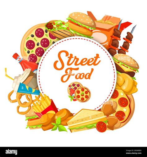 Street Food Or Fast Food Poster For Cinema Bistro Or Restaurant