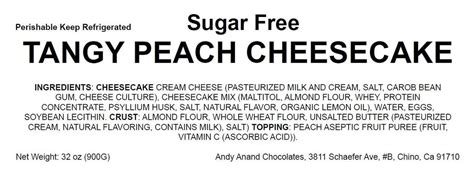 Andy Anands Sugar Free Peach Cheesecake 9 2 Lbs Andyanand