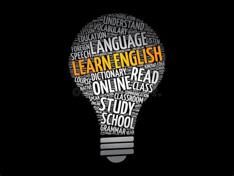 Learn English Light Bulb Word Cloud Collage Education Concept