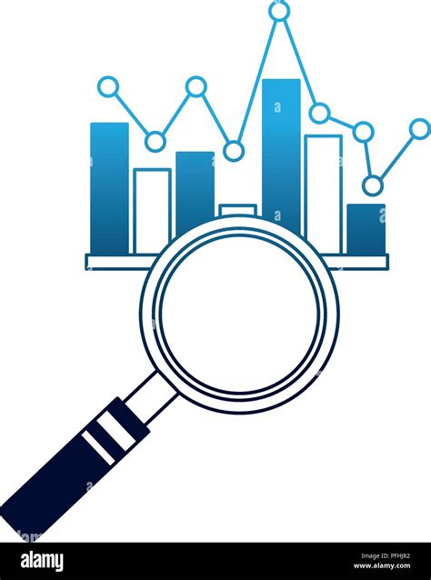 Business Magnifying Glass Chart Statistic Diagram Vector Illustration Neon Stock Vector Image