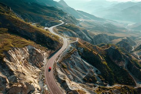 Premium Photo Aerial View Of Beautiful Mountain Road