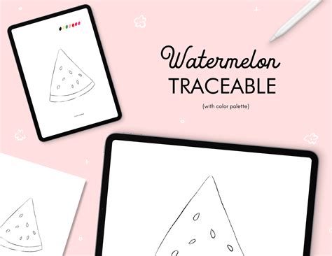 watermelon slice traceable — color with kendi procreate tutorials