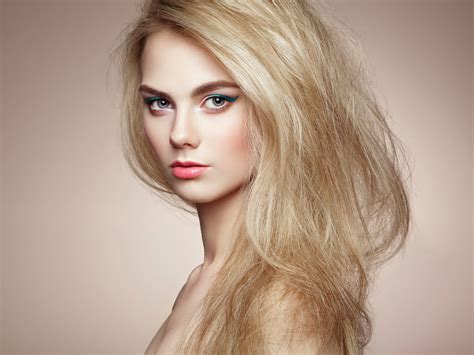 Women Model Face Blonde Long Hair Looking At Viewer Women Indoors Portrait Makeup