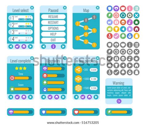 Game Ui Set Complete Menu Graphical Stock Vector Royalty Free 516753205