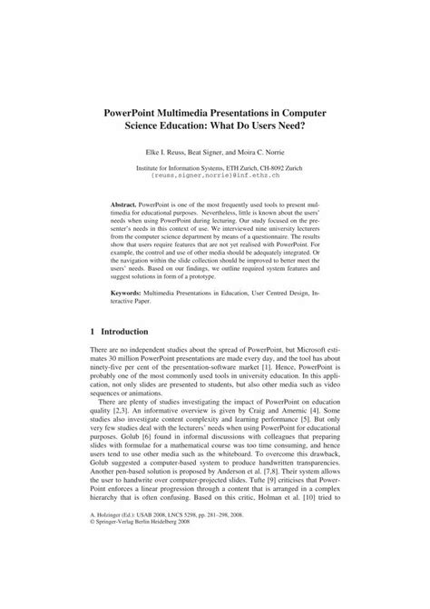 pdf powerpoint multimedia presentations in computer science