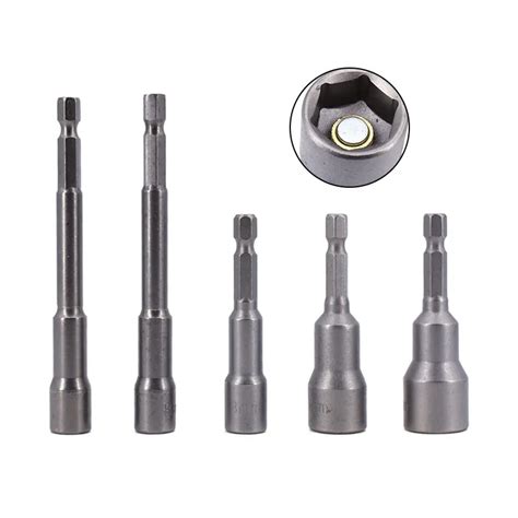 마그네틱 육각 비트 소켓 육각 소켓 렌치 핸드 및 전기 드릴용 충격 방지 소켓 7mm ~ 19mm 65mm 길이