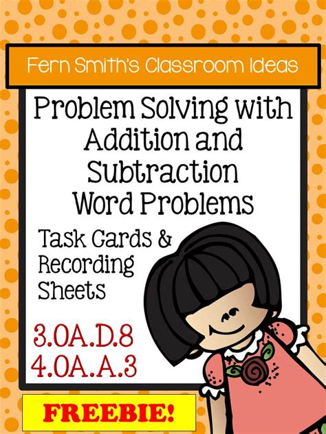 Ferns Freebie Friday ~ Free Problem Solving With Addition And Subtraction Task Cards Fern