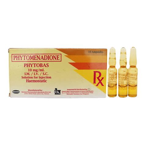 Phytobas Phytomenadione 10mg Ml Solution For Im Iv Sc Injection 2ml 10s Price In The