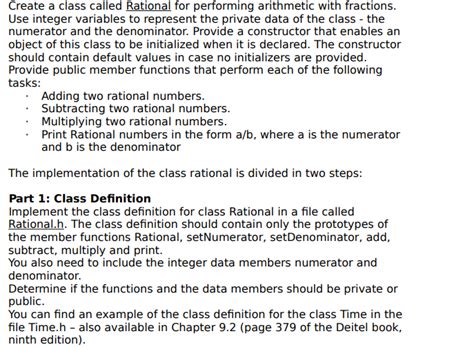 solved create a class called rational for performing