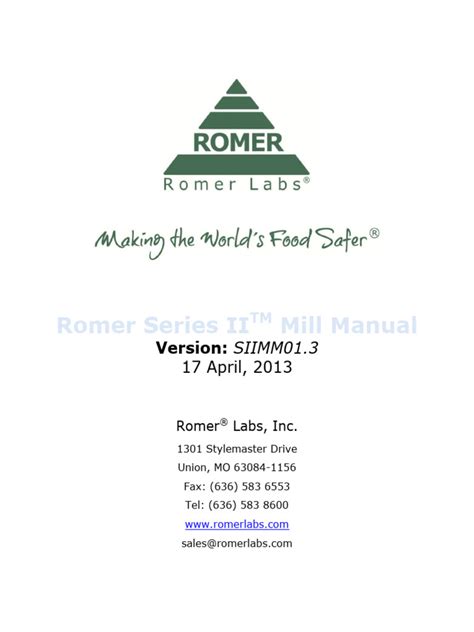 Romer Series Ii Mill Manual Original 33142 New Pdf Mill Grinding