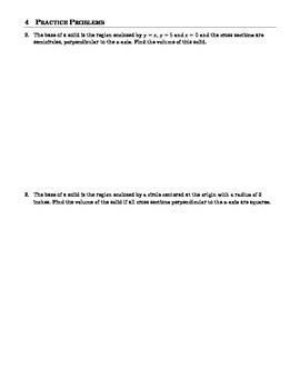 AP Calculus Volumes By Cross Sections Introduction Lesson Practice