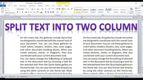 How To Split Text Into Two Columns In Word Two Columns In Single Document Split Column In Word