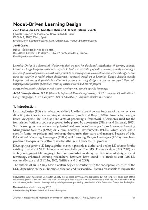 Pdf Model Driven Learning Design