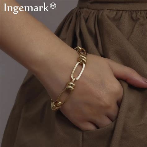 Горячая Распродажа браслет в стиле панк с золотой цепочкой браслет для женщин и мужчин