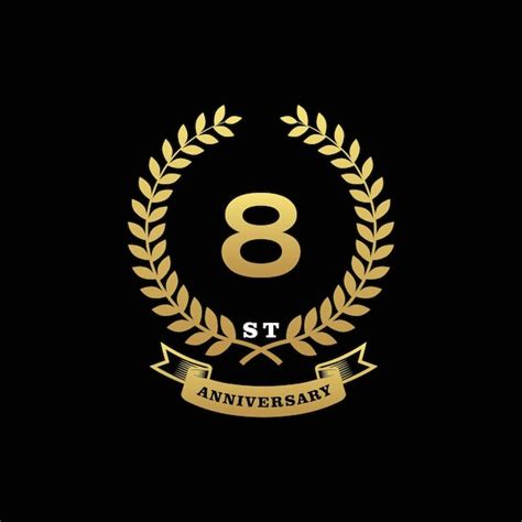 Premium Vector 8 Th Anniversary Logo Gold